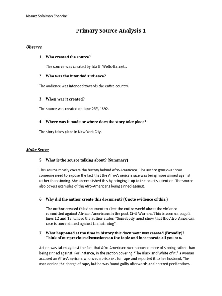 Primary Source Analysis Worksheet-1 | PDF | Rape