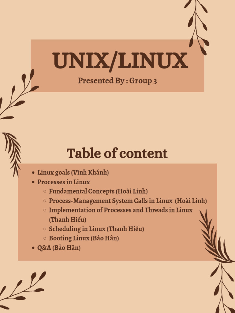 Unix/Linux: Presented By: Group 3 | PDF | Process (Computing) | Linux
