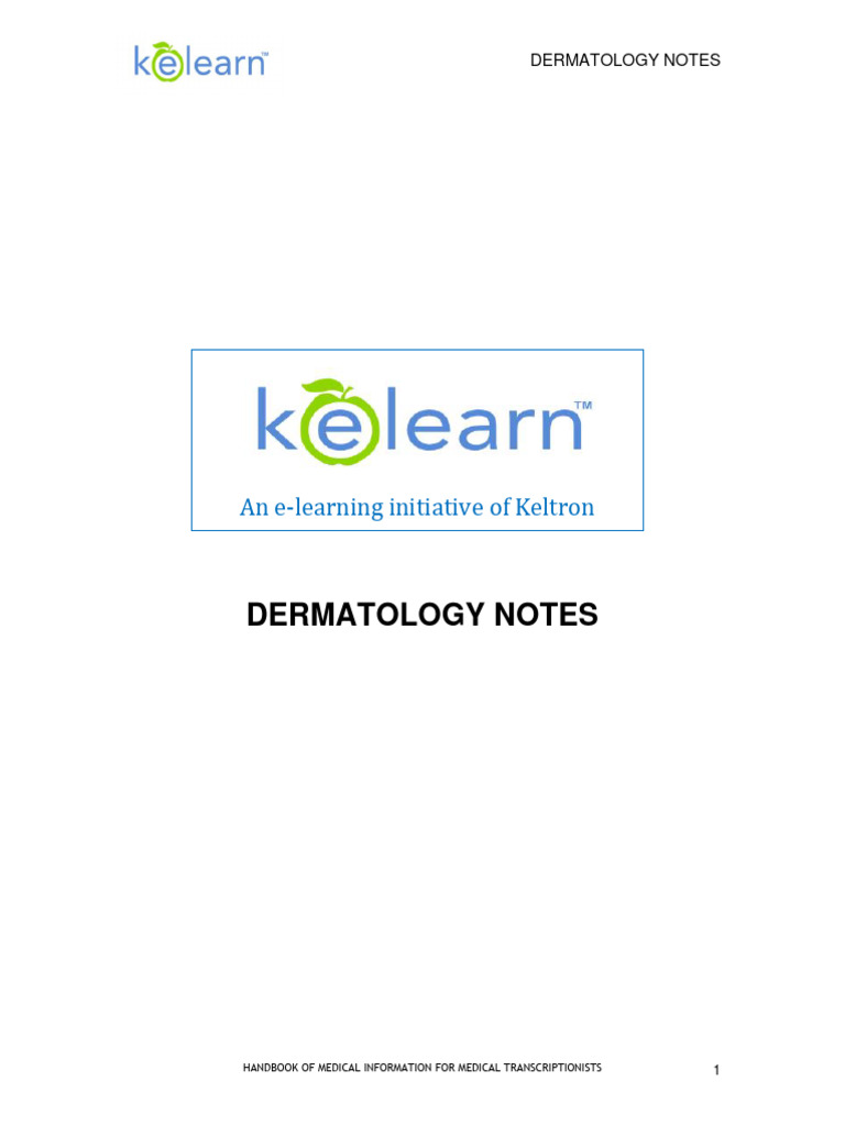 Dermatology Notes Handbook of Medical in | PDF | Skin | Epithelium