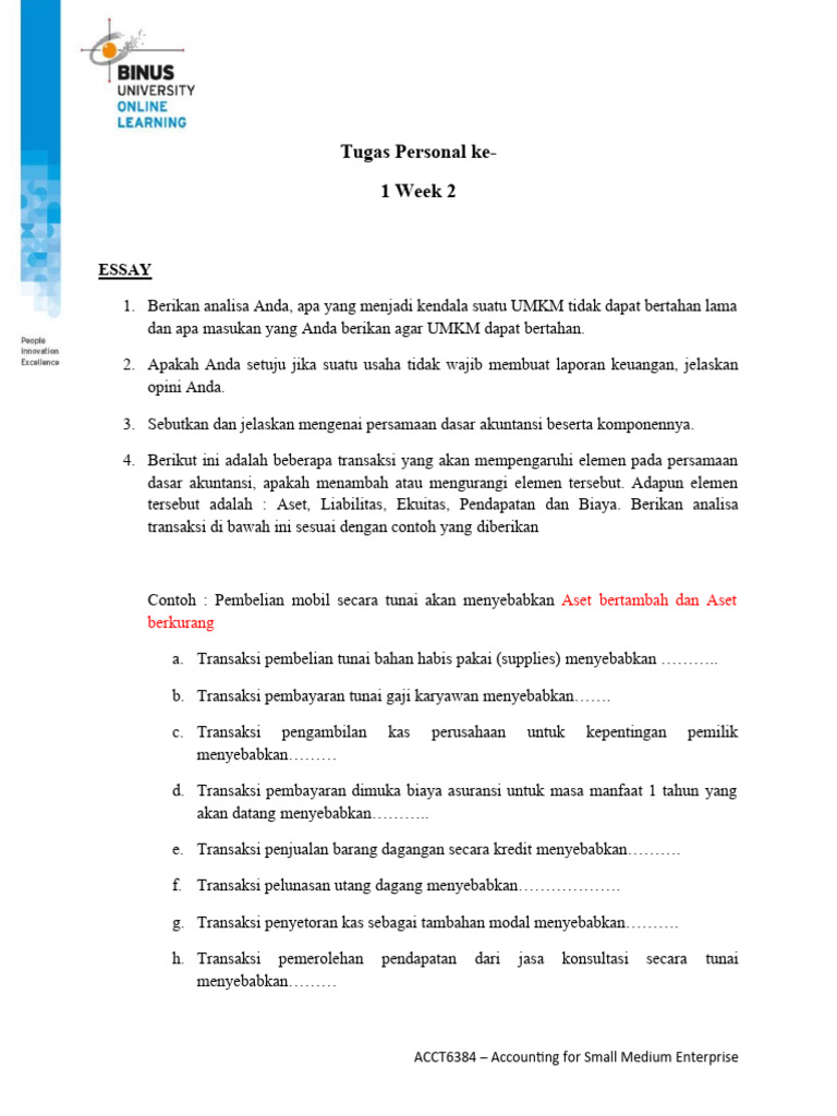 Tugas Personal Ke-1 Week 2: Essay | PDF