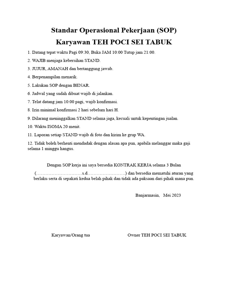 Sop Teh Poci Sei Tabuk | PDF | Bisnis