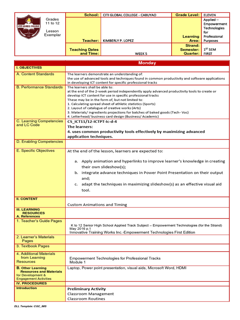 Le G11 Week-5-Emtech | PDF | Hyperlink | Microsoft Power Point