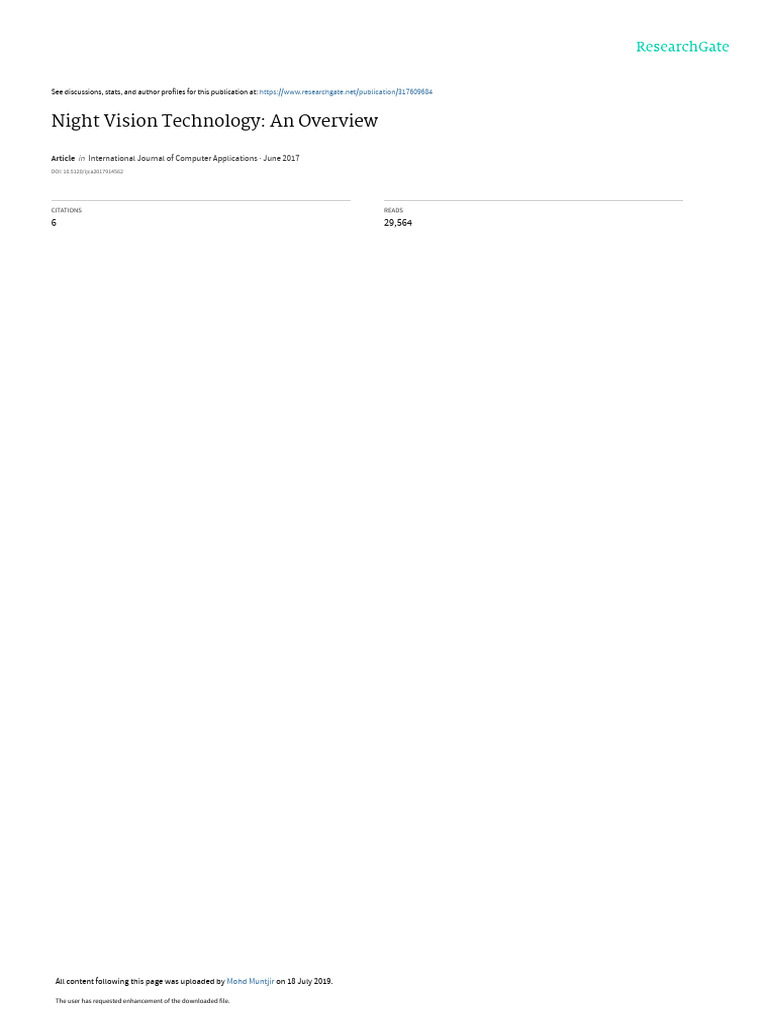 Night Vision Technology An Overview | PDF | Infrared | Electron