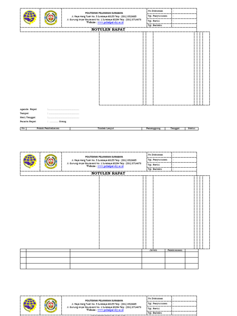 Form Notulen Rapat (4) | PDF