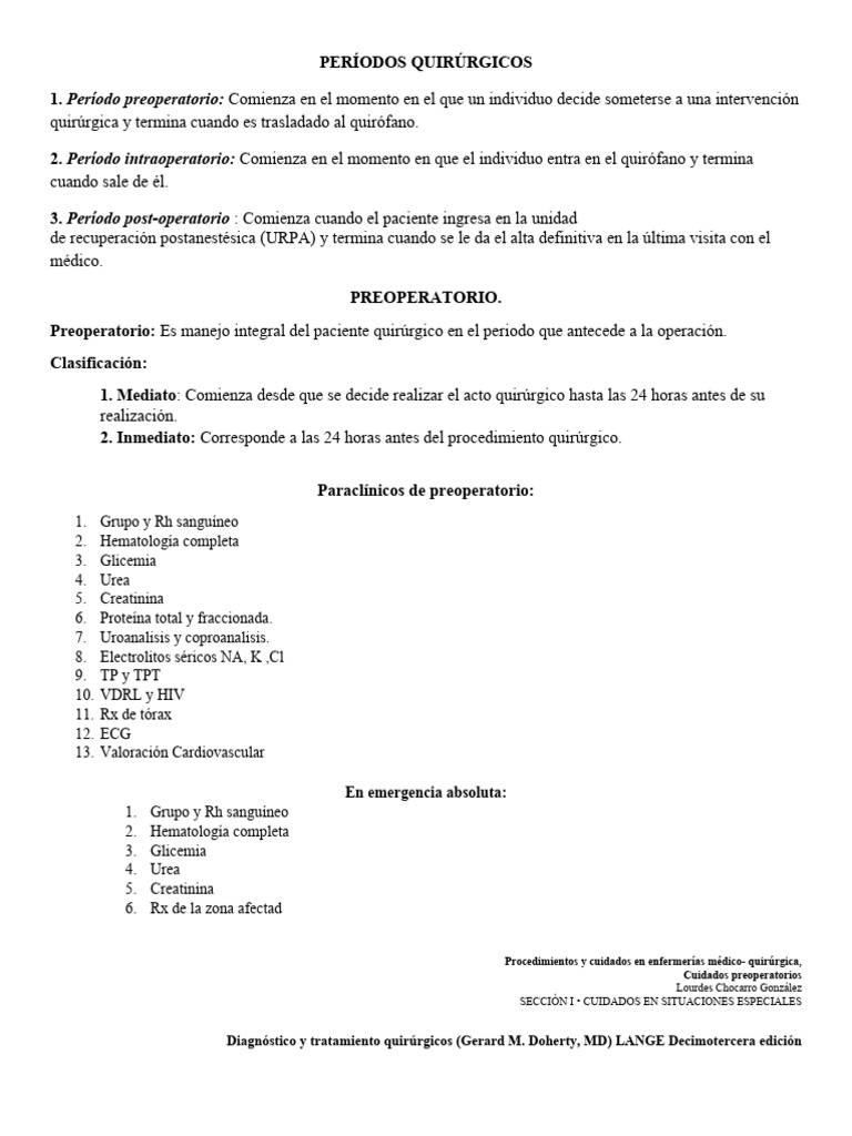 Preoperatorio | PDF