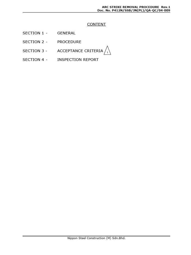 ARC Strike Procedure rev1 | PDF | Welding | Construction