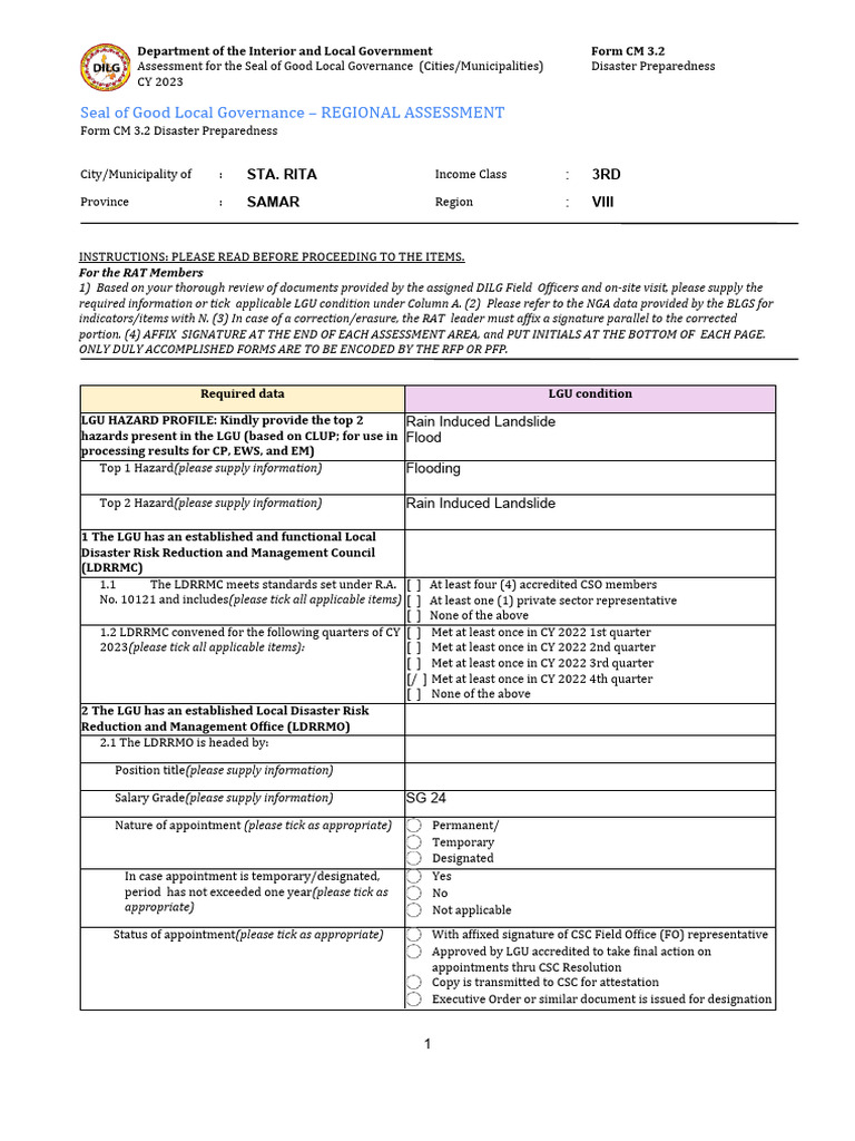 2023 Local Governance Disaster Assessment | PDF | Hazards | Emergency ...