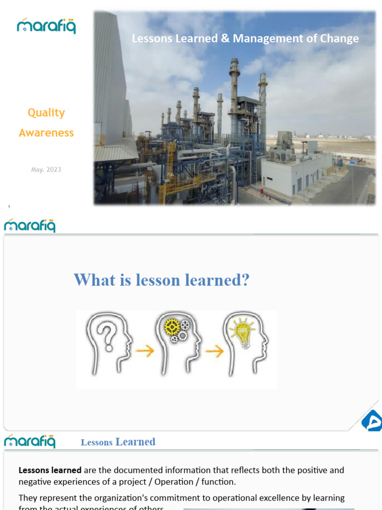 Lessons Learned & Management of Change | PDF | Quality Management ...