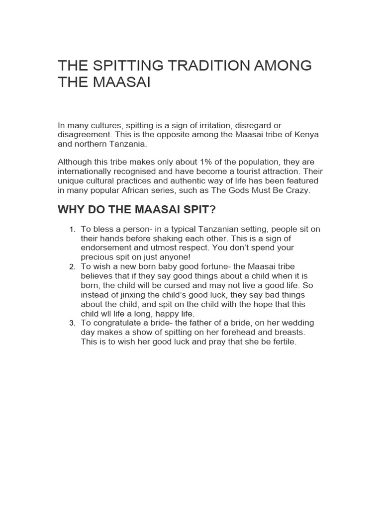The Spitting Tradition Among The Maasai | PDF