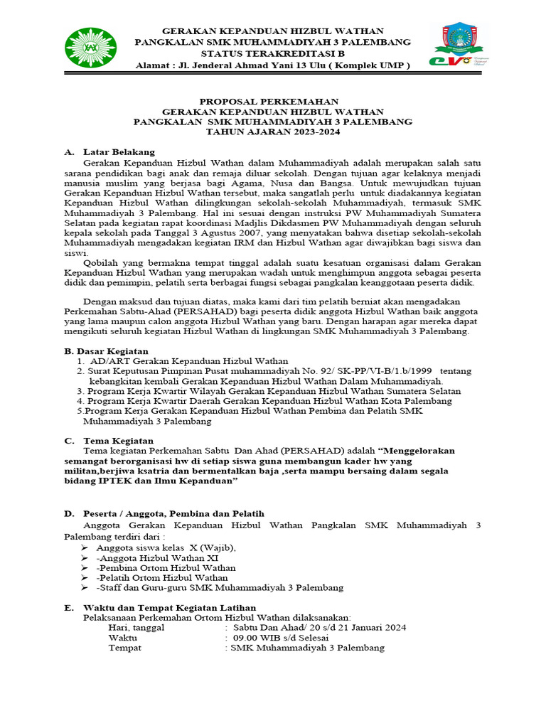 Proposal Kemah Januari 2024 | PDF