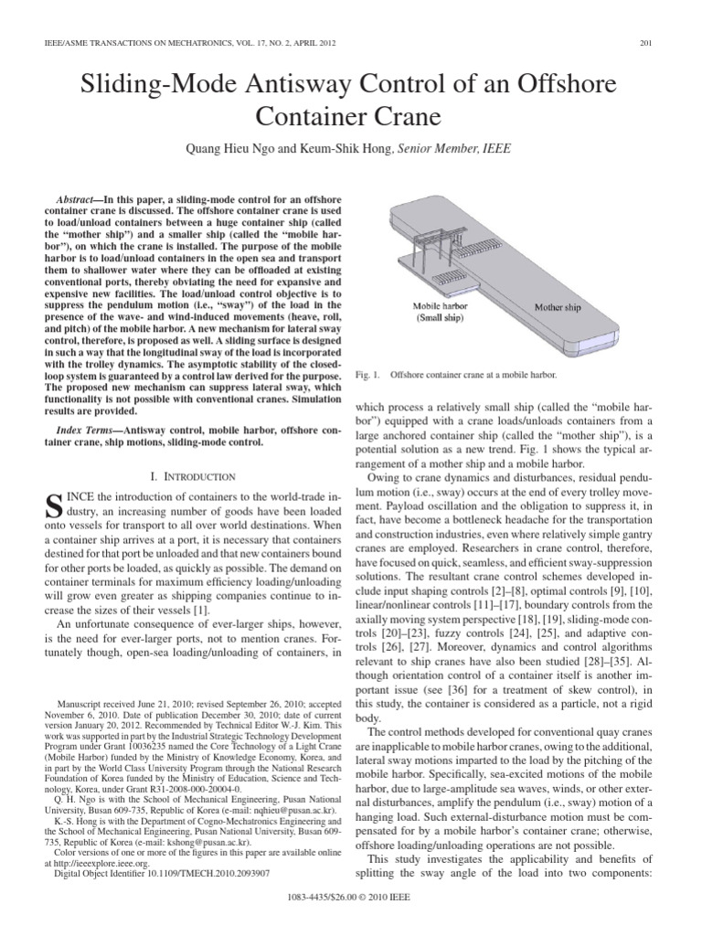 Offshore Crane Antisway Control System | PDF | Crane (Machine ...