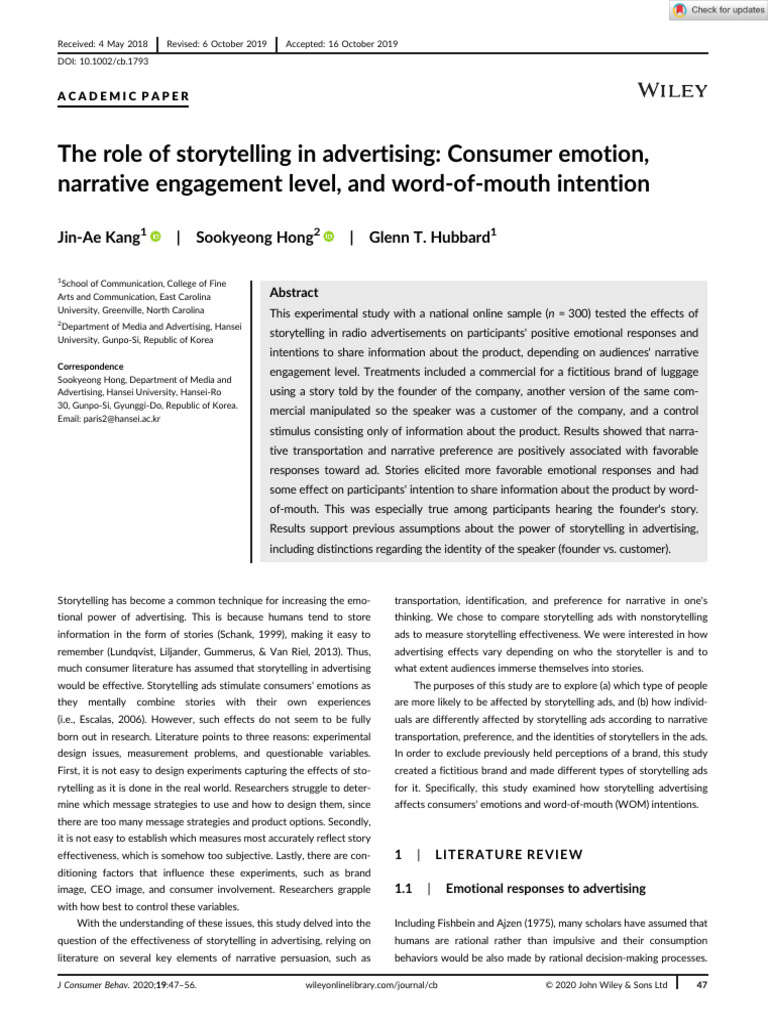 Storytelling's Impact in Ads | PDF
