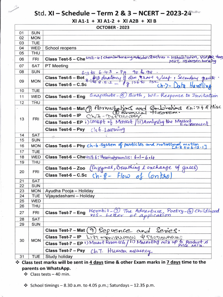 STD XI Ncert Term2&3 2023 24 | PDF | Chemistry | Perception