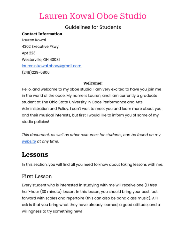 Studio Guidelines For Students | PDF