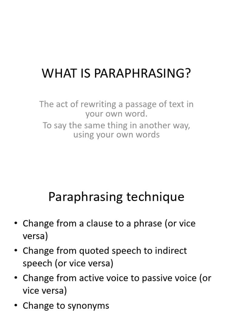 WHAT IS PARAPHRASING | PDF | Subject (Grammar) | Verb