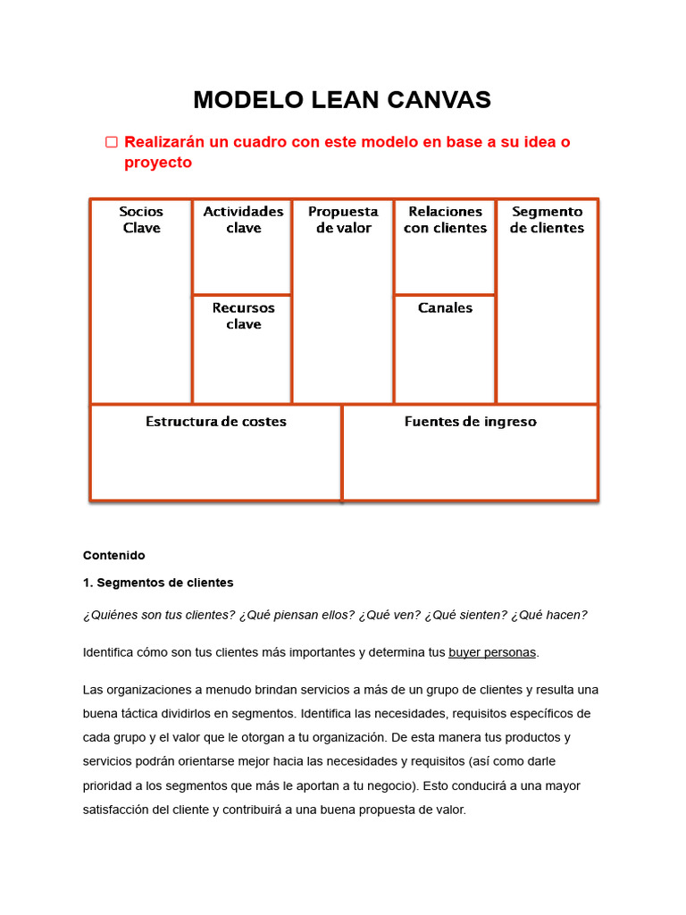 Modelo Lean Canvas | PDF | Cliente | Business