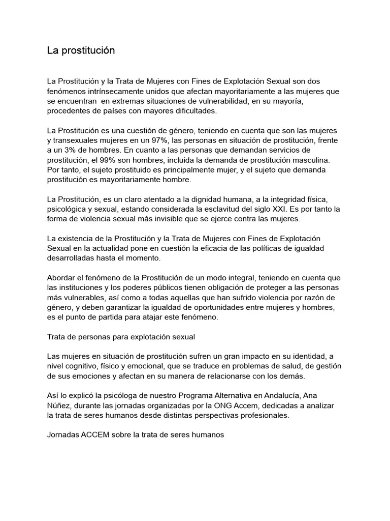 La Prostitución Pdf Prostitución La Violencia Contra Las Mujeres