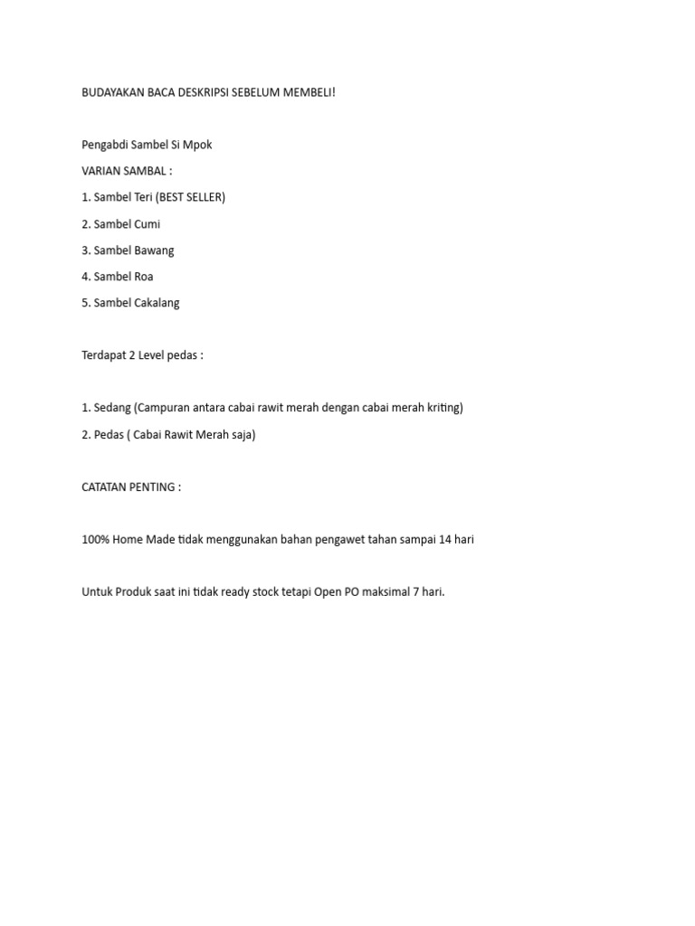 Deskripsi Sambel | PDF