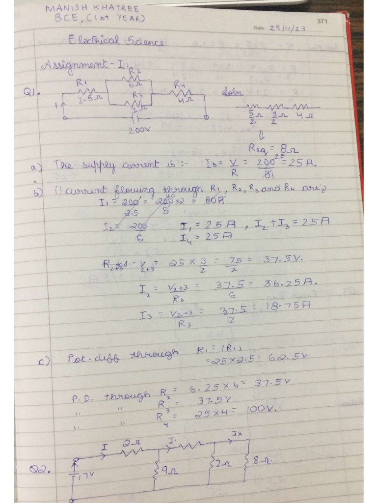 Electrical Assignment1 | PDF