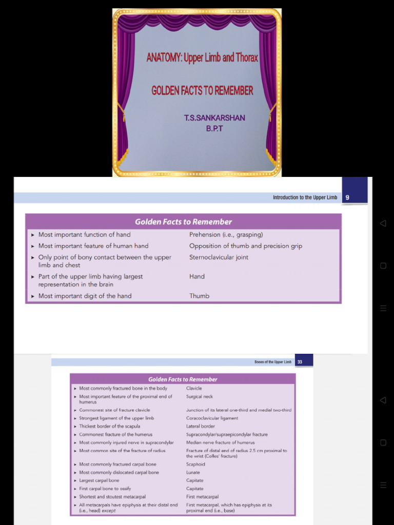 ANATOMY VOLUME 1GOLDEN FACTS TO REMEMBER | PDF