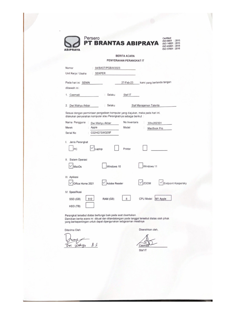 BAST Perangkat Komputer | PDF