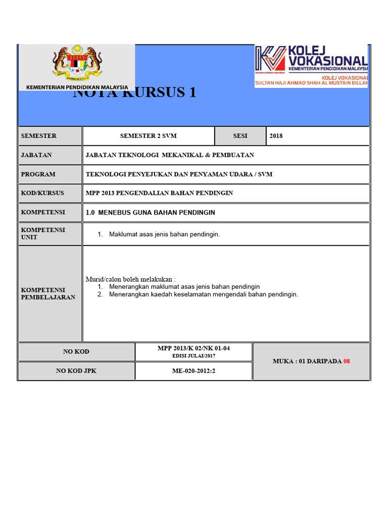 NOTA KURSUS 2-1 | PDF