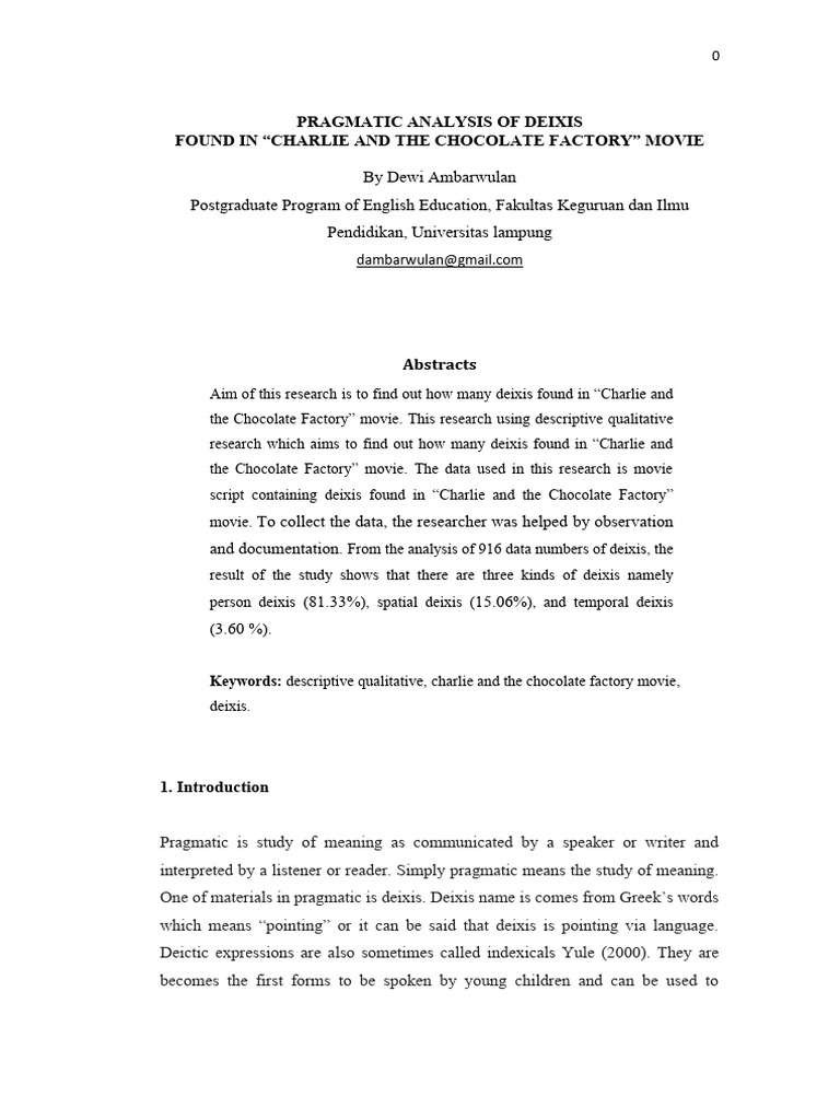Pragmatic Analysis of Deixis | PDF