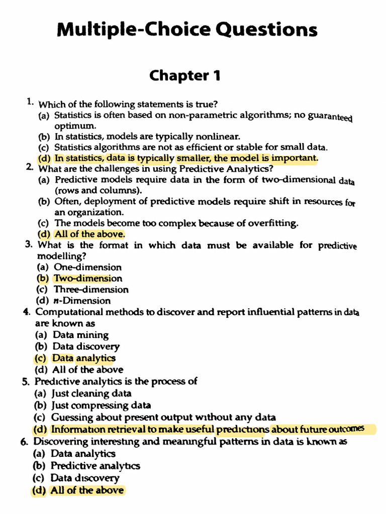 Predictive Modeling MCQs IMT | PDF