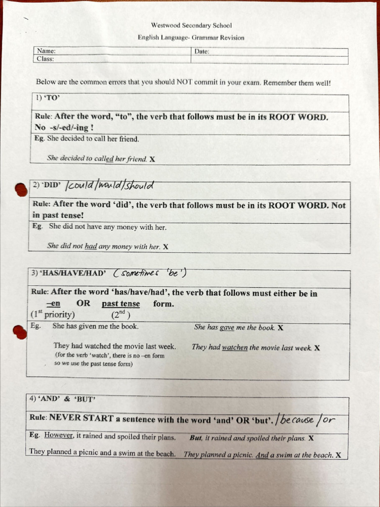 Editing - Grammar Rules | PDF