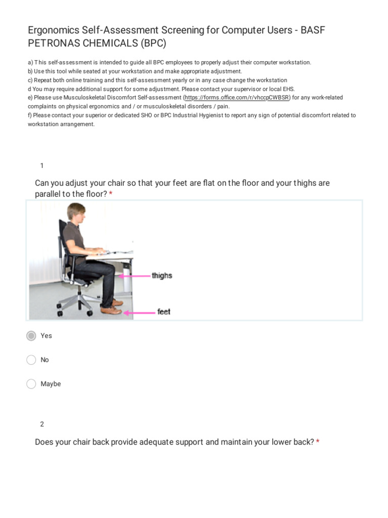 Ergonomics Self-Assessment Screening For Computer Users - BASF PETRONAS ...