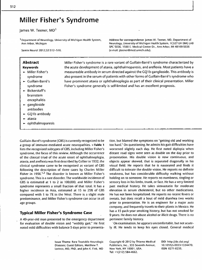 Miller Fisher's Syndrome | PDF | Clinical Medicine | Medical Specialties
