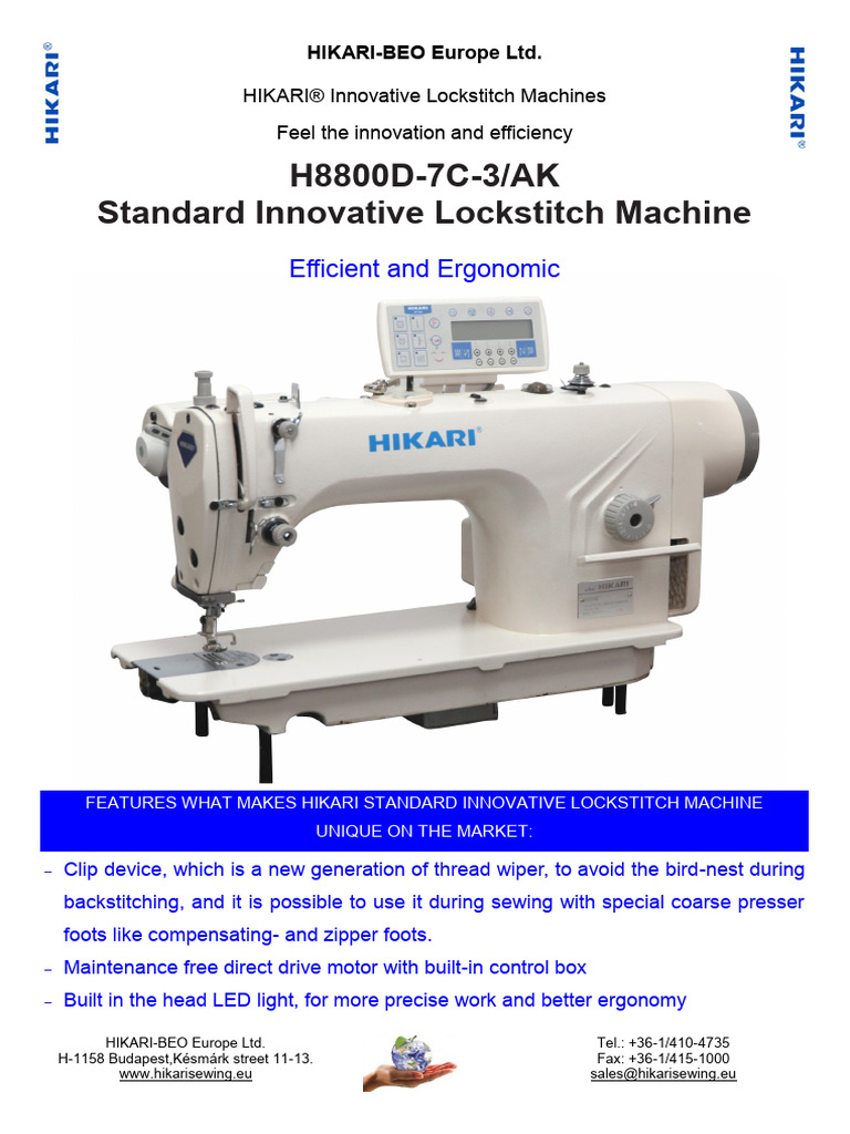 H8800D-7C-3/AK Standard Innovative Lockstitch Machine: Efficient and ...