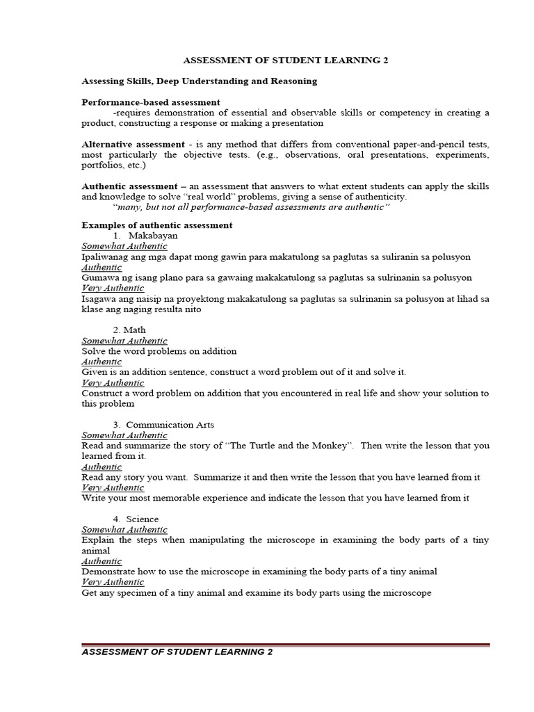 Handout Assessment 2 | Download Free PDF | Rubric (Academic) | Attitude ...