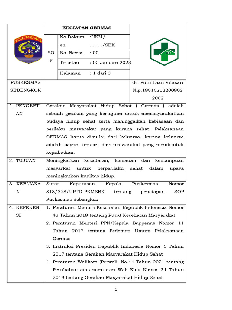 Sop Kegiatan Germas | PDF