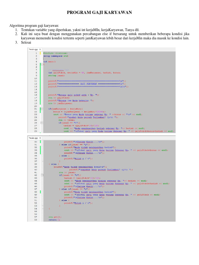 Algoritma Gaji Karyawan | PDF