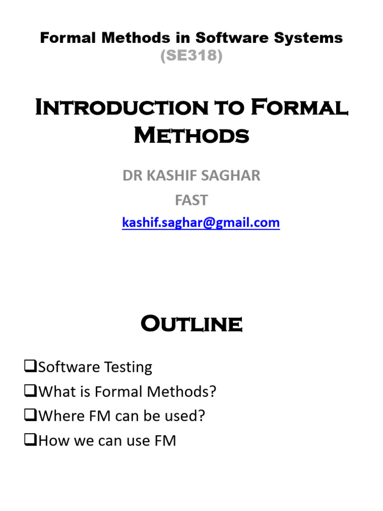 01 Introduction To Formal Methods | PDF | Formal Methods | Formal Verification