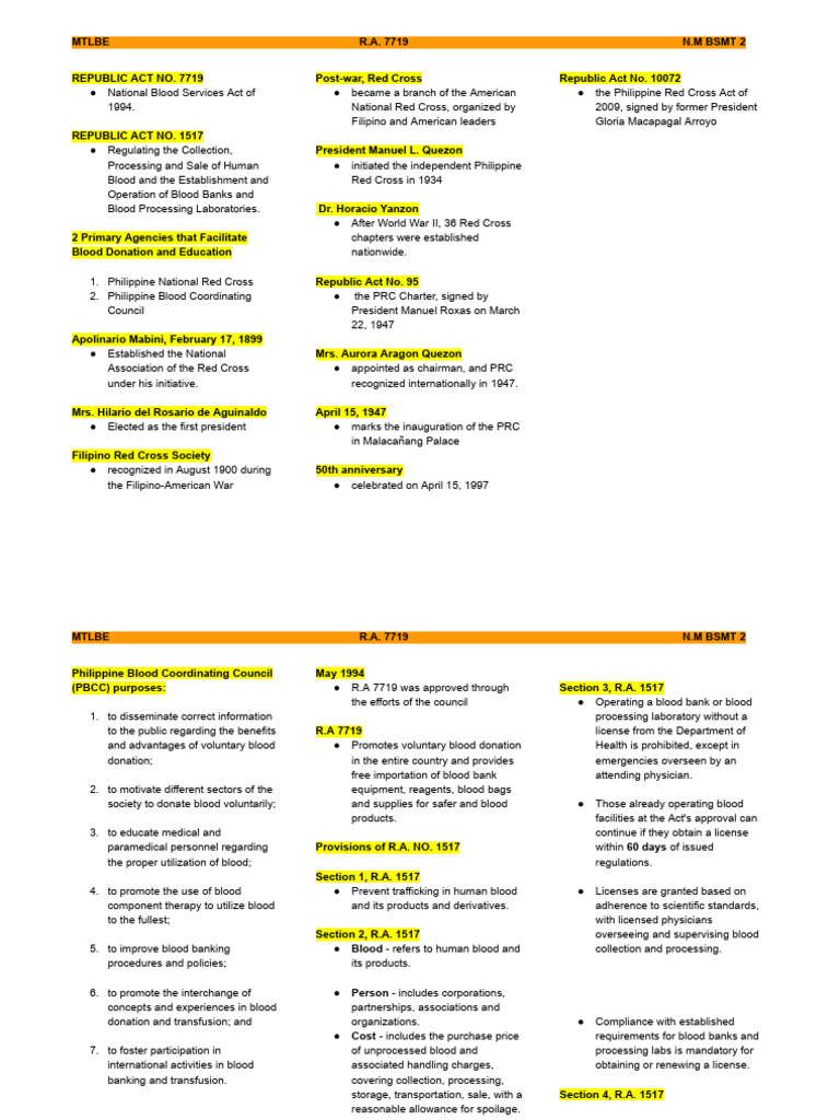 Republic Act No. 7719 Ebook | PDF | Blood Donation