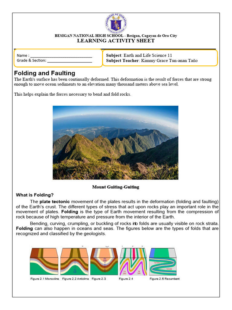 Science 11 LAS geologic process | PDF | Fault (Geology) | Geology