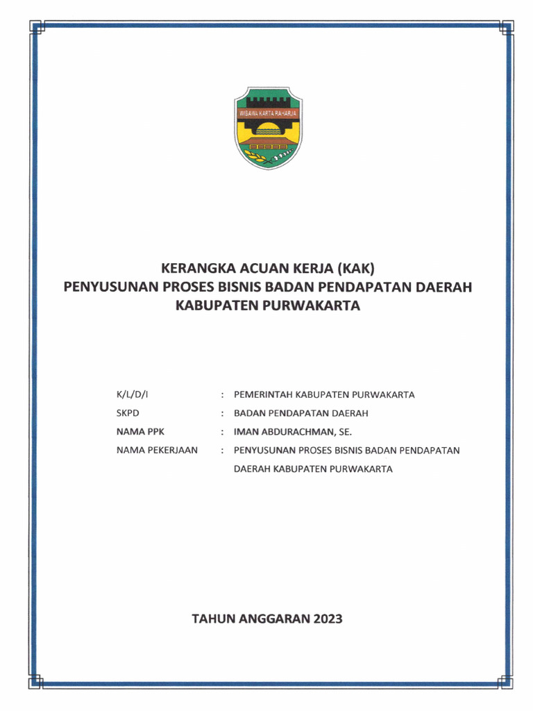 Kak Penyusunan Proses Bisnis Bapenda | PDF