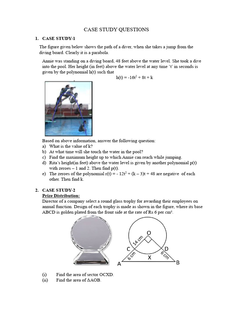 Class 4 Maths Case Study Questions | PDF | Area | Circle