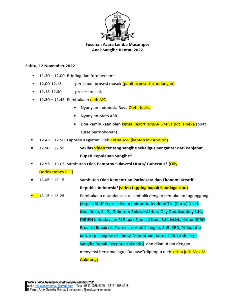 DAFTAR ACARA Baru | PDF