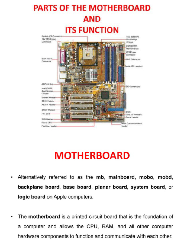 Motherboard Parts & Functions | PDF Motherboard Parts & Functions | PDF