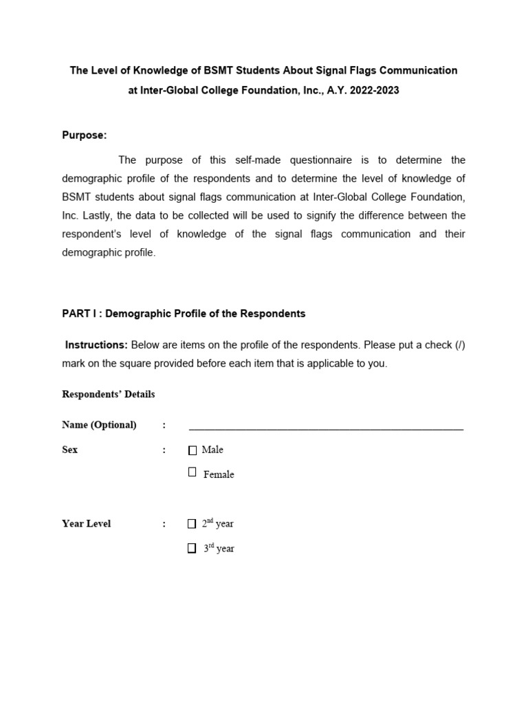 QUESTIONNAIRE | PDF | Social Science