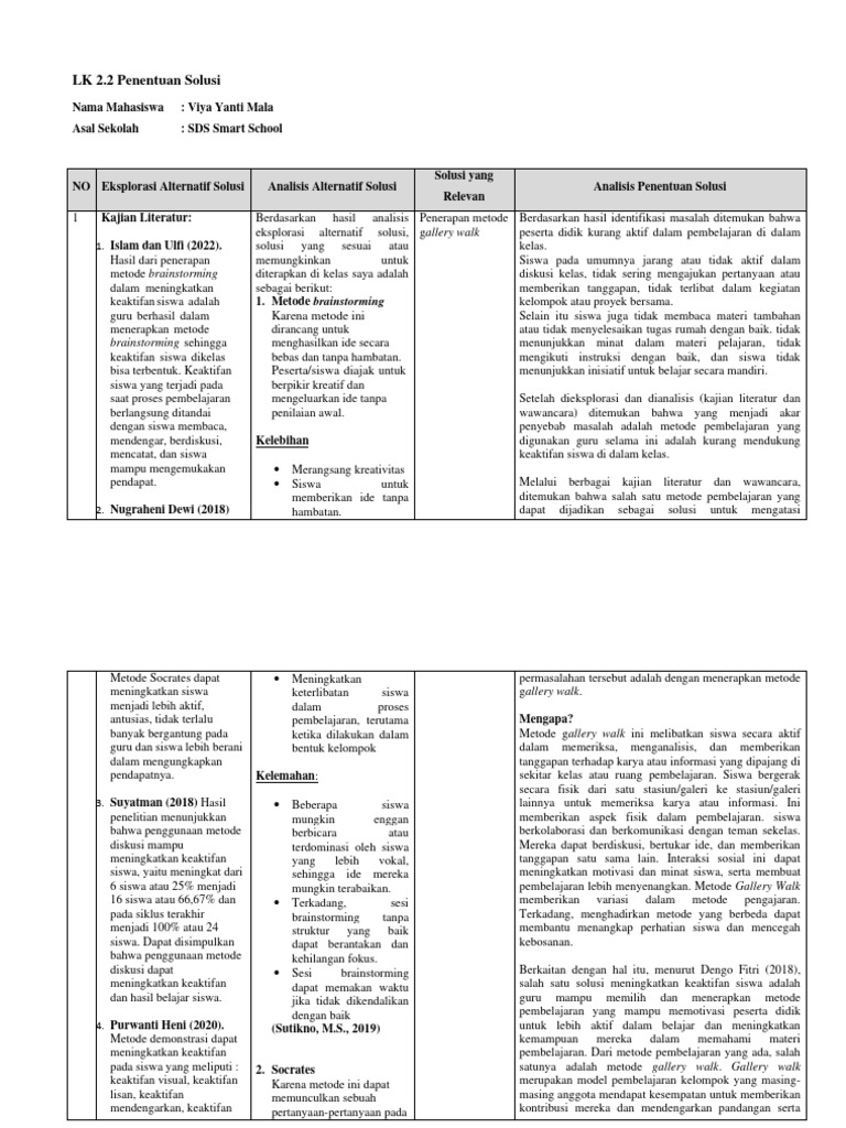 L.K 2.2 Penentuan Solusi | PDF