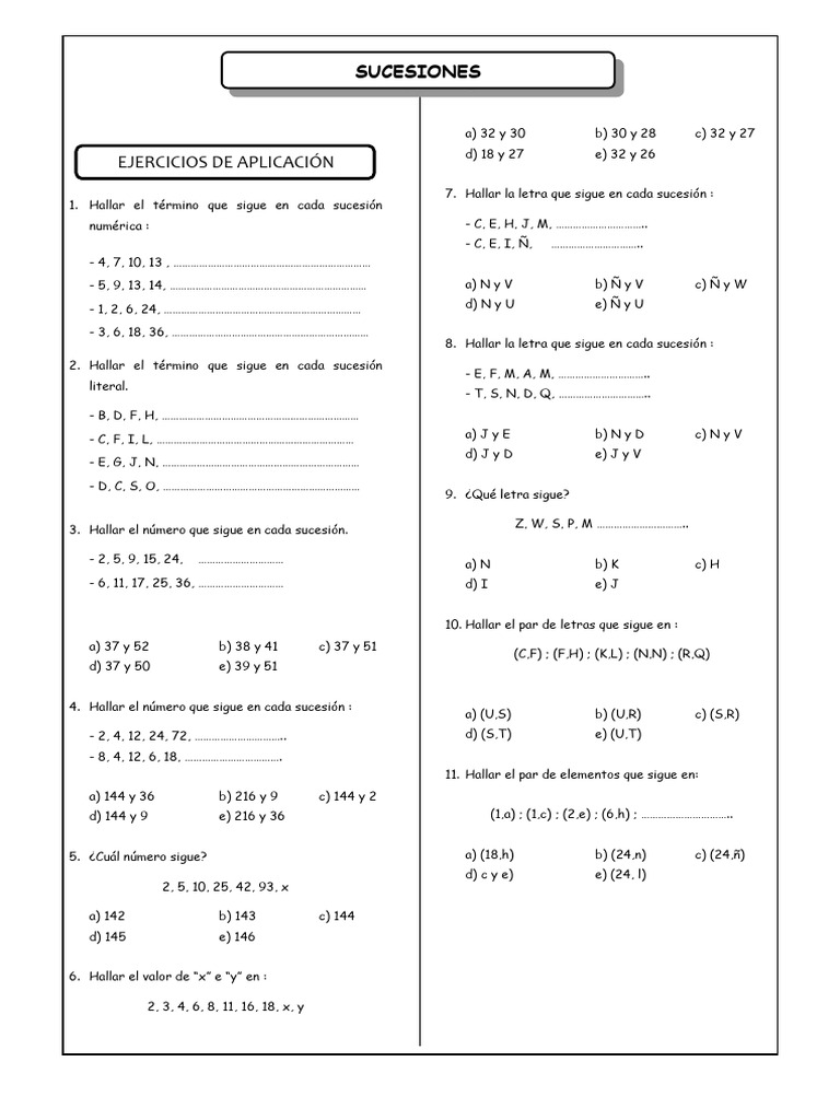 SUCESIONES- SOLUCIONARIO | PDF