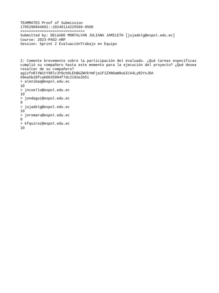 TEAMMATES Proof of Submission - 1705290944691 | PDF