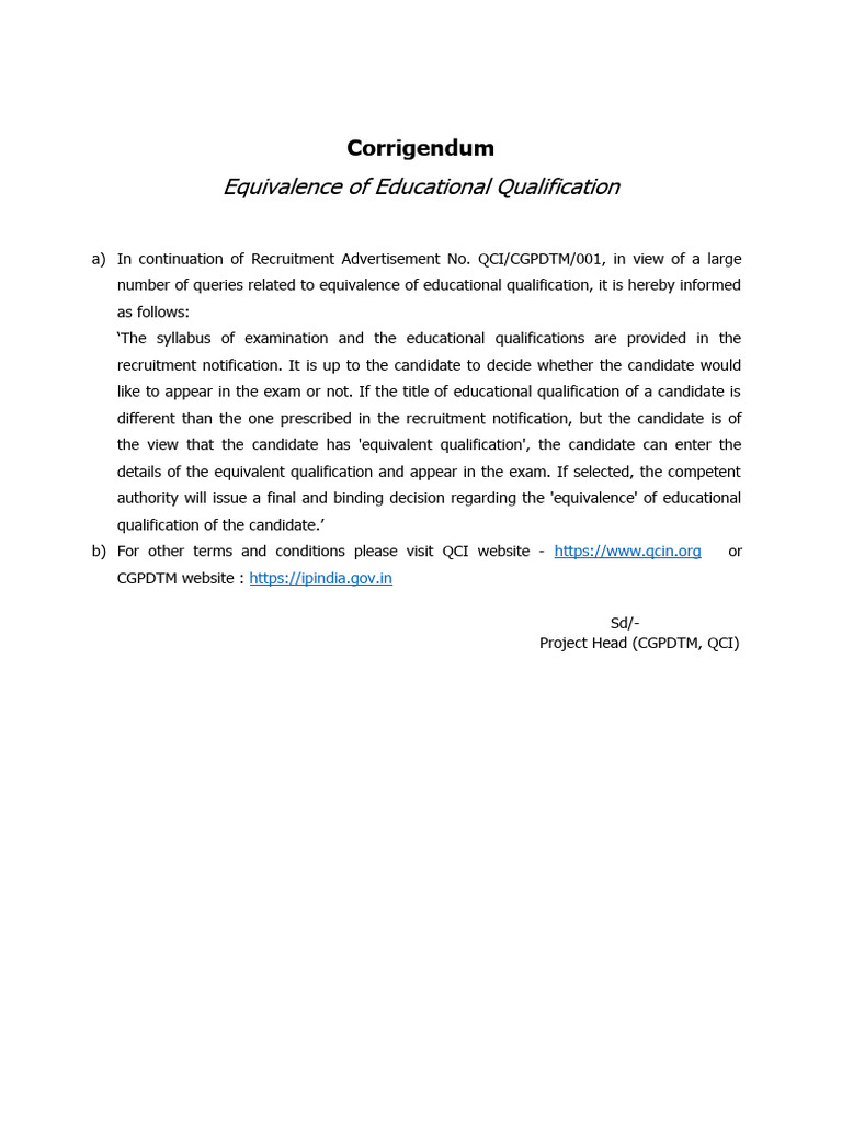 Qualification Clarification Notice | PDF | Business | Technology ...