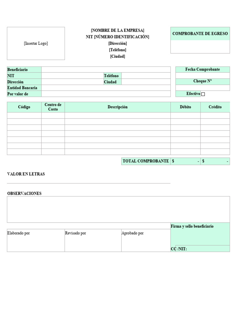 Comprobante de Gastos Editable | PDF
