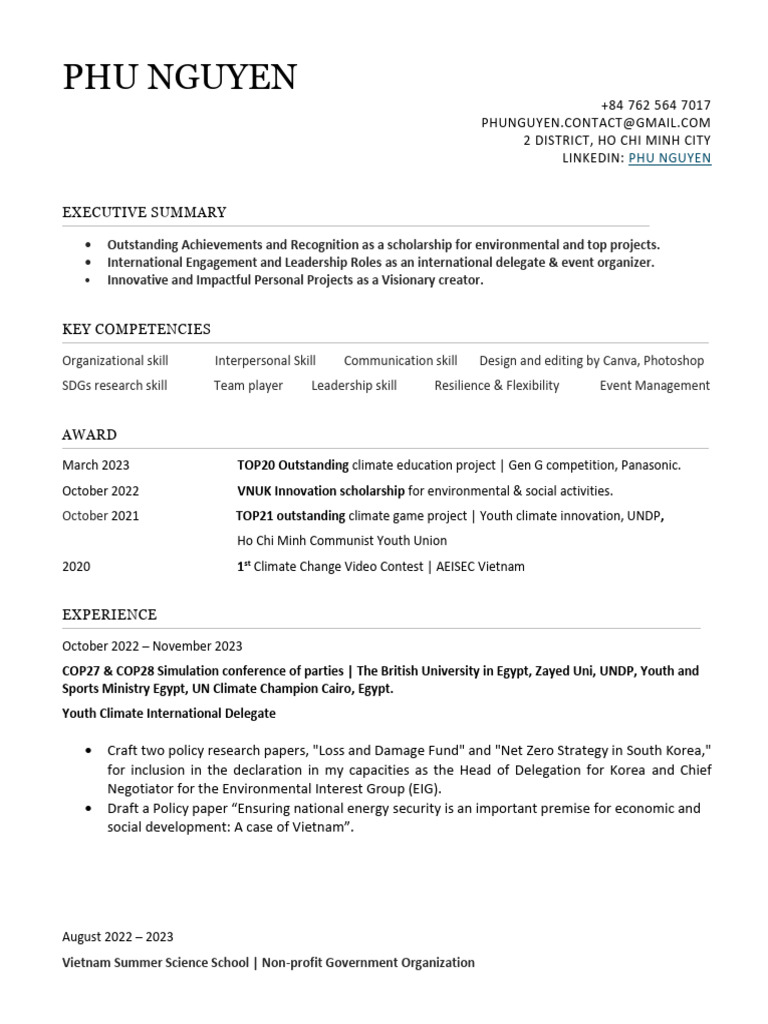 CV - Nguyen Phu | Download Free PDF | United Nations Development Programme