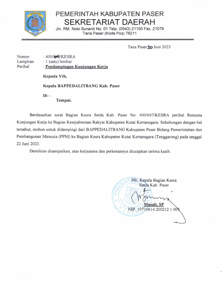 Surat Pendampingan Kunjungan Kerja | PDF Surat Pendampingan Kunjungan Kerja | PDF